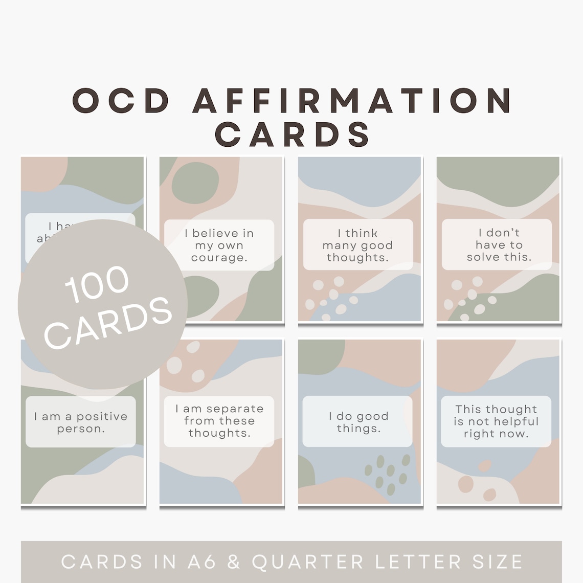 Printable Adult Ocd Coping Skill Cards, Obsessive Compulsive Psychology ...