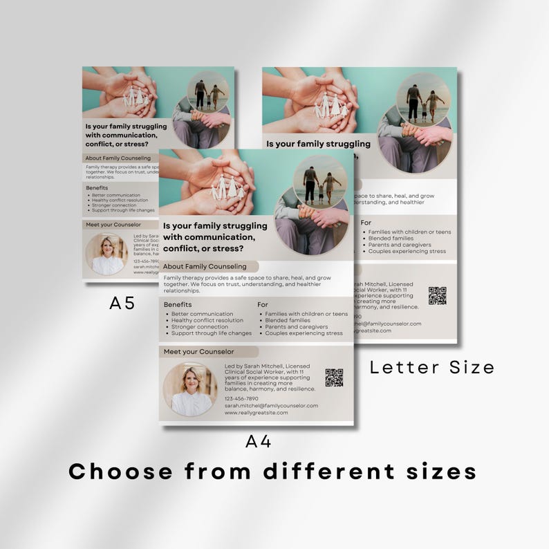 Family Therapy Flyer Design Canva, Editable Template for Marriage ...