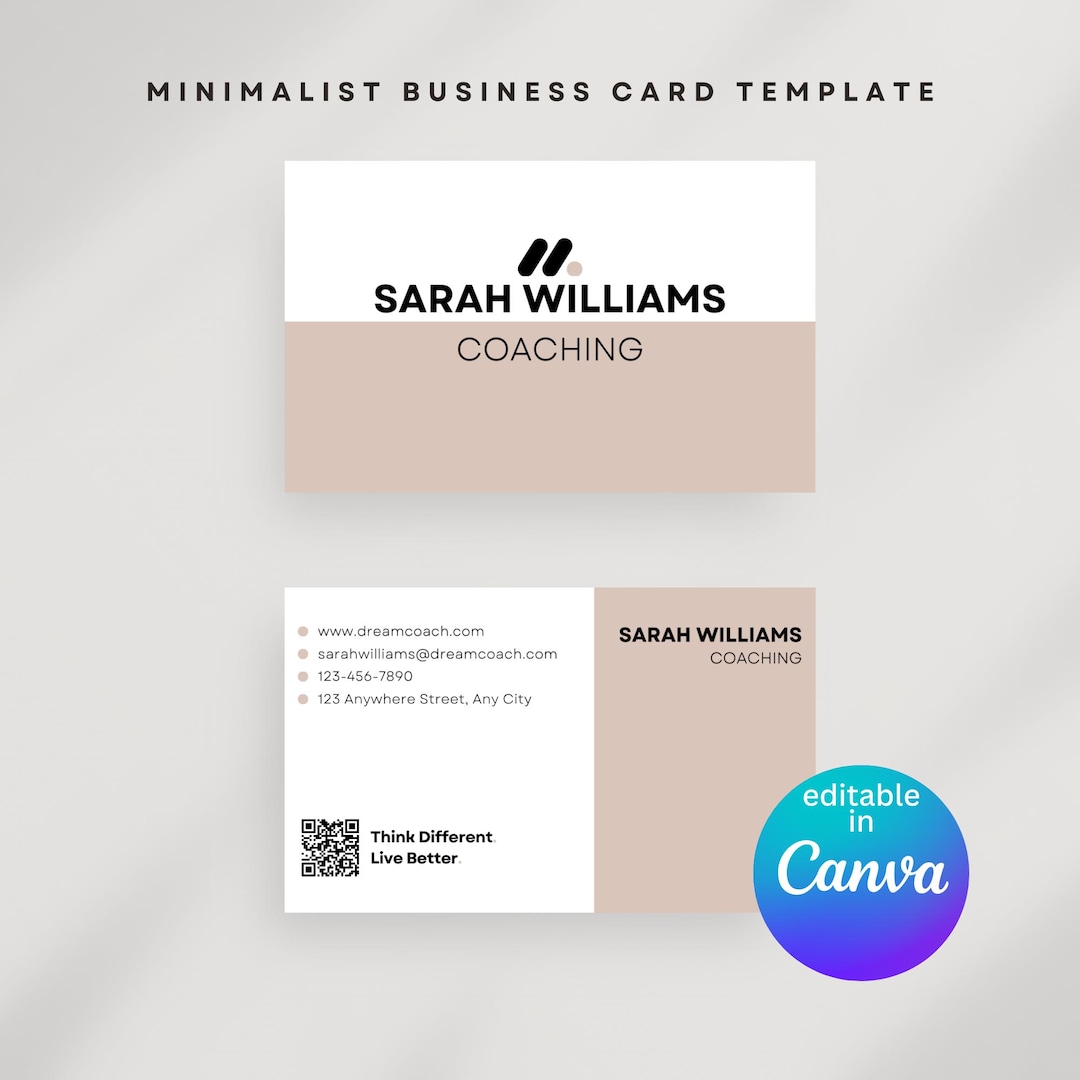 Life Coach Business Card Template Canva, Customizable Digital Download ...