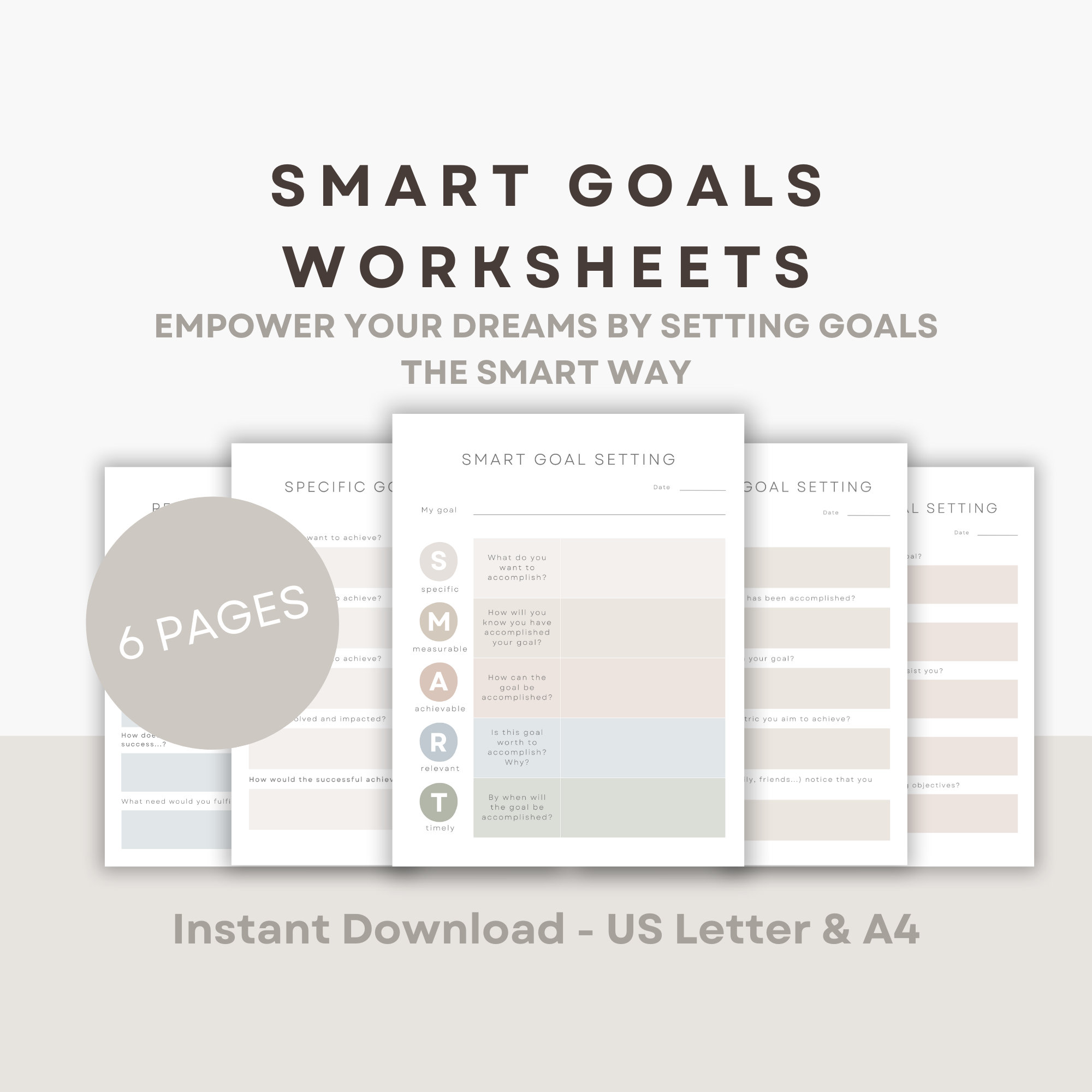 Smart Goals Worksheets Life Coaching Print Coaching Resources Smart ...