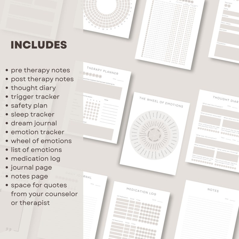 Printable Clients Therapy Planner, Mental Illness Self-help Journal ...