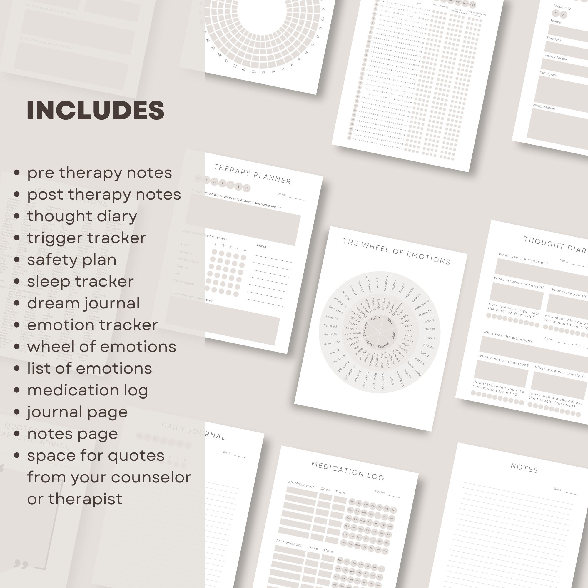 Printable Clients Therapy Planner, Mental Illness Self-help Journal ...