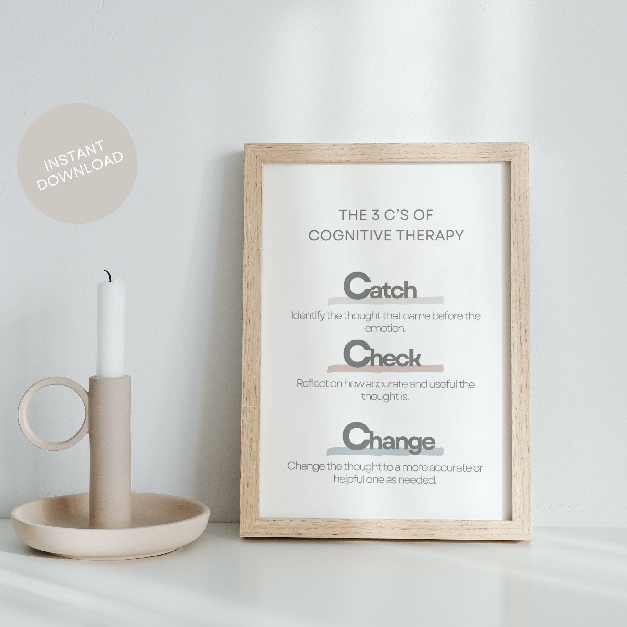 Printable CBT 3 C's Cognitive Therapy Office Decor Print Therapy Tools ...