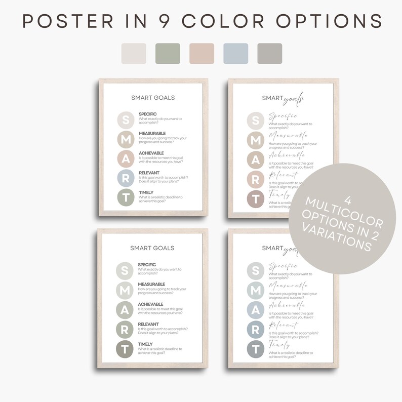 SMART Goal Setting Template Printable Goal Tracker Worksheets and ...