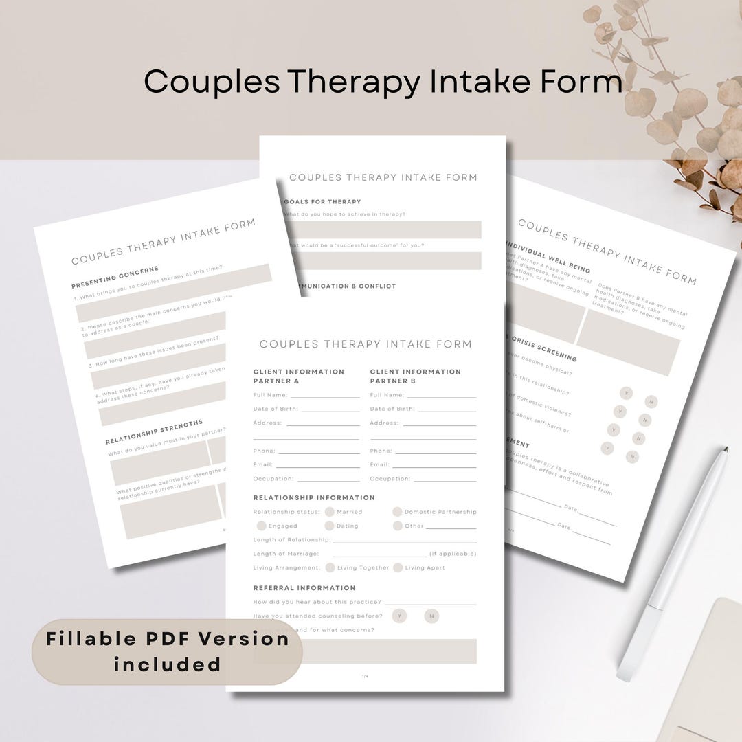 Couples Therapy Intake Form, Printable Marriage Counseling Forms ...