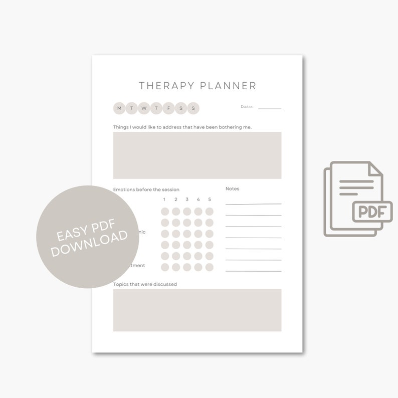 Printable Clients Therapy Planner, Mental Illness Self-help Journal ...