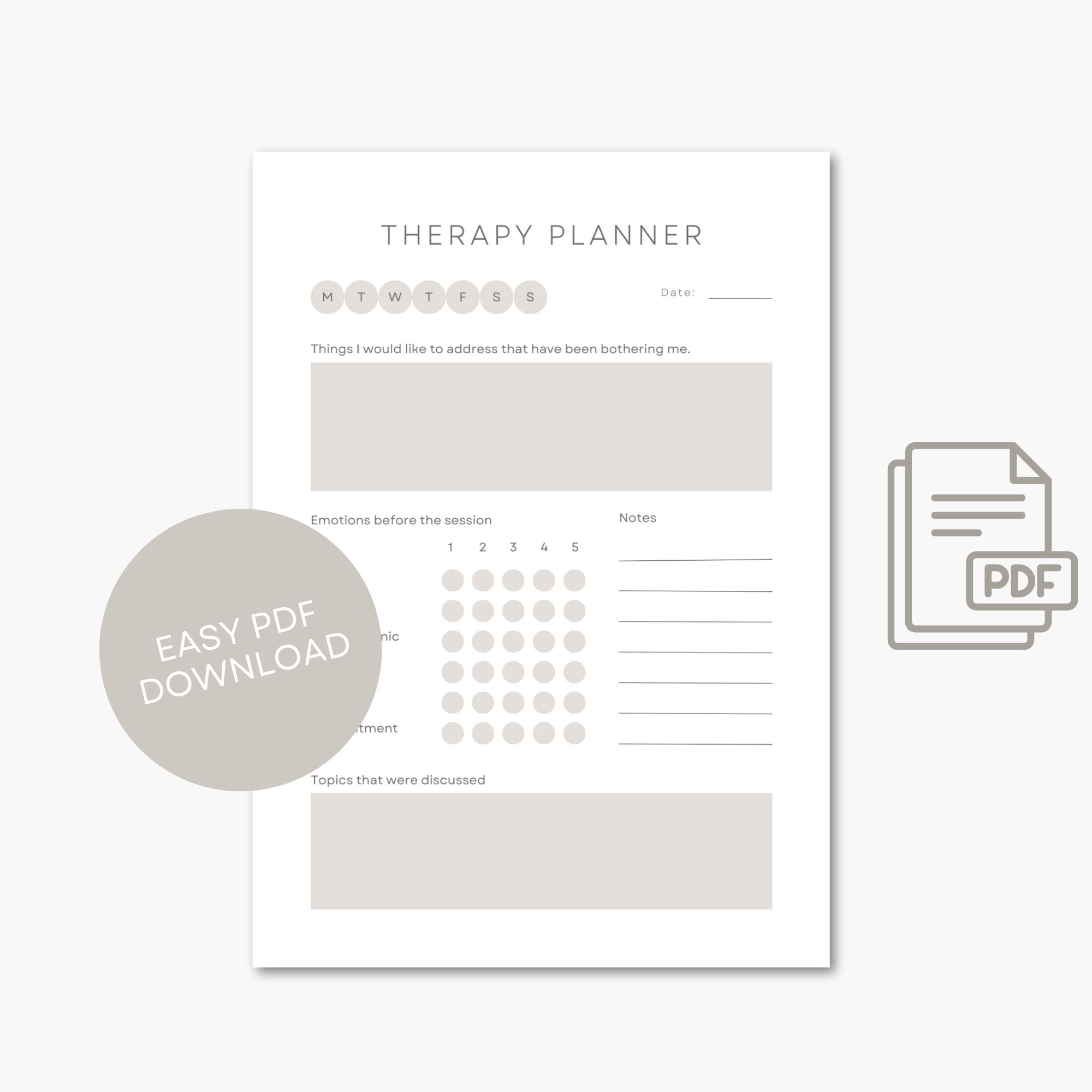 Printable Clients Therapy Planner, Mental Illness Self-help Journal ...