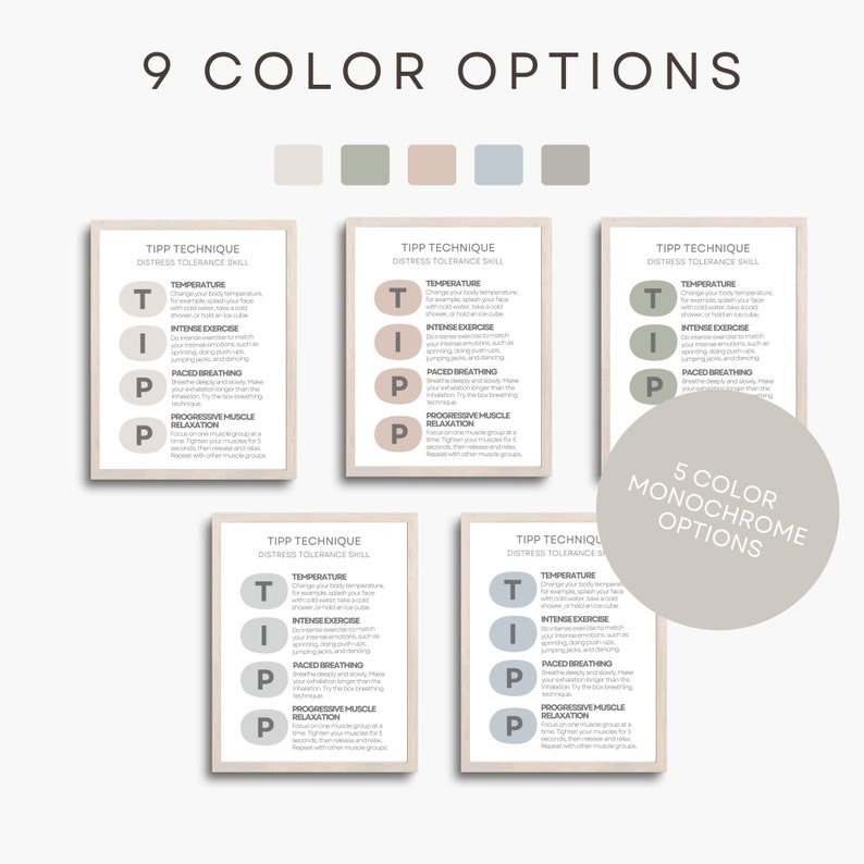 Tipp Mental Health Poster Anxiety Relief Print Grounding Technique DBT ...