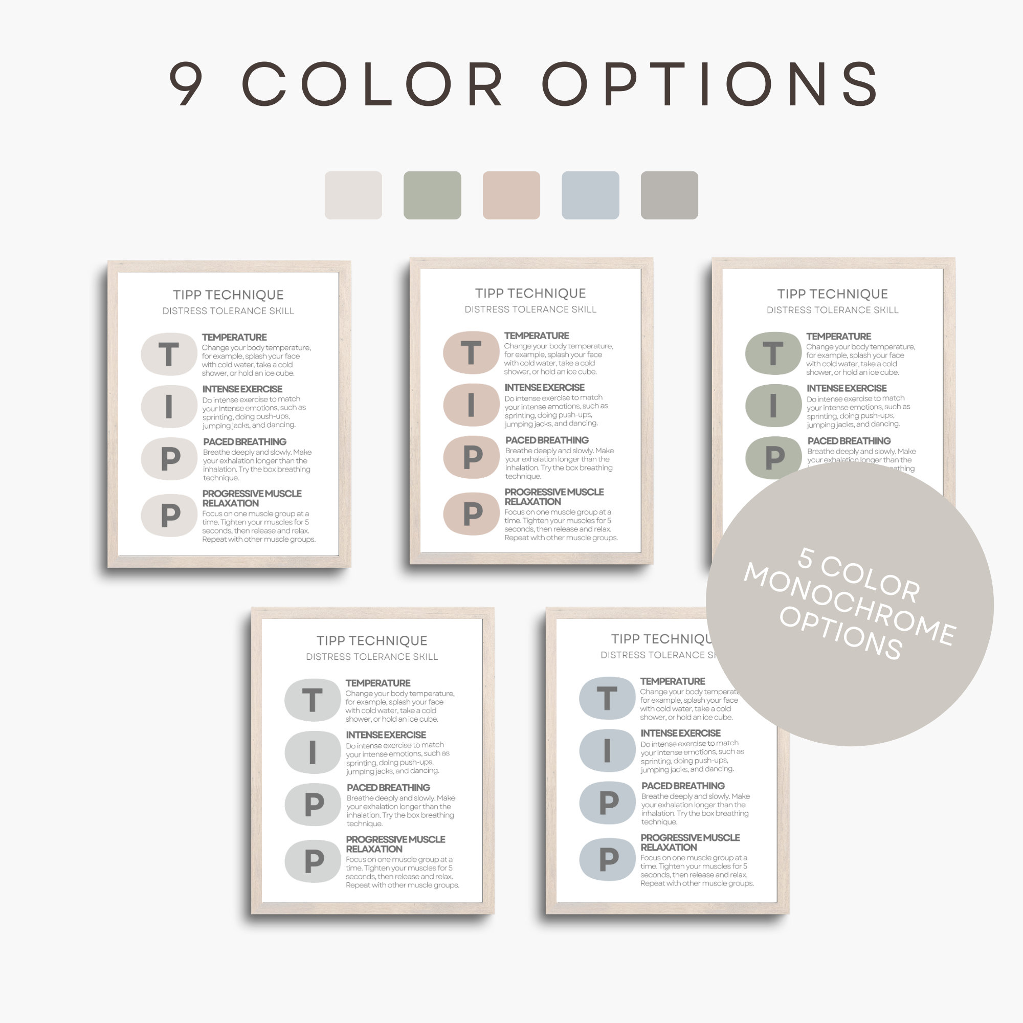 Tipp Mental Health Poster Anxiety Relief Print Grounding Technique DBT ...