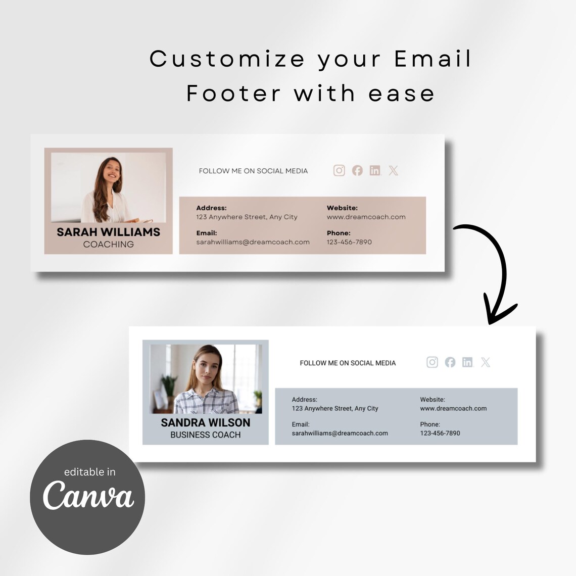 Email Signature Canva Template for Life Coaching Customizable ...
