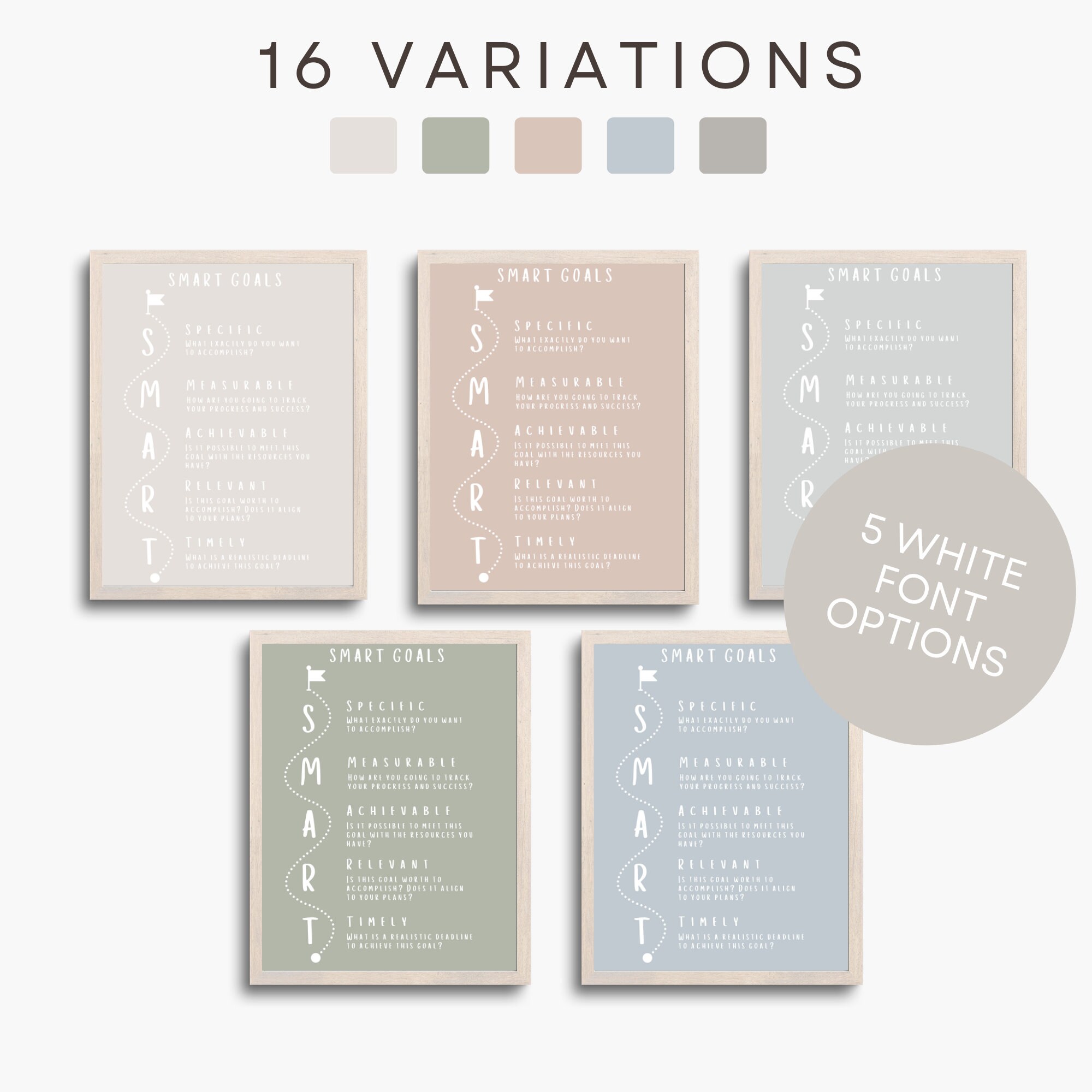 Printable Smart Goal Setting Poster Minimalist Life and Business Coach ...