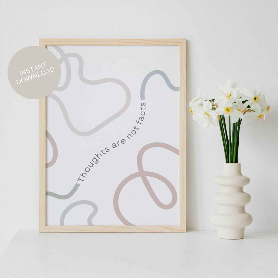 Thoughts Are Not Facts Poster Printable Mental Health Wall Art Digital ...