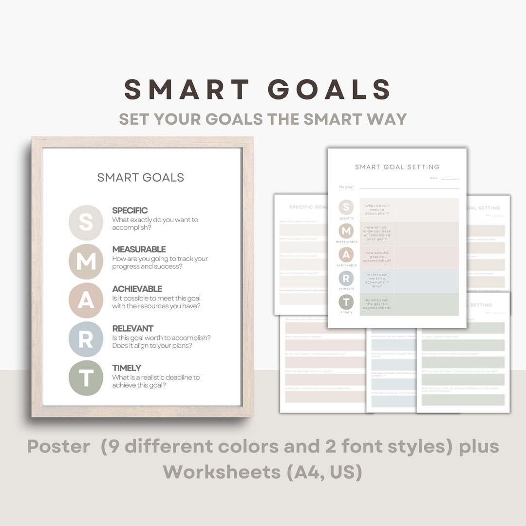 Smart Goals Poster and Worksheets Life Coach Print Coaching - Etsy