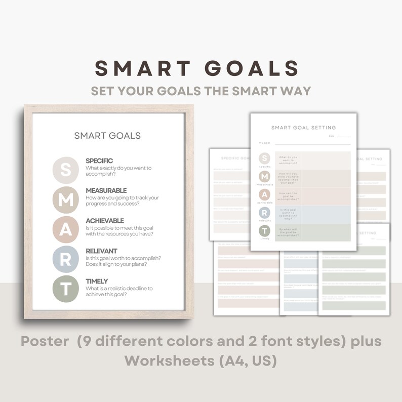 Smart Goals Poster and Worksheets Life Coach Print Coaching - Etsy