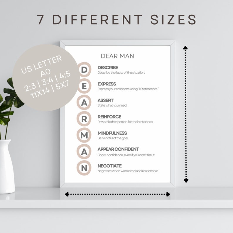 Dear Man Poster Printable Mental Health Decor DBT Therapy Art Therapist ...