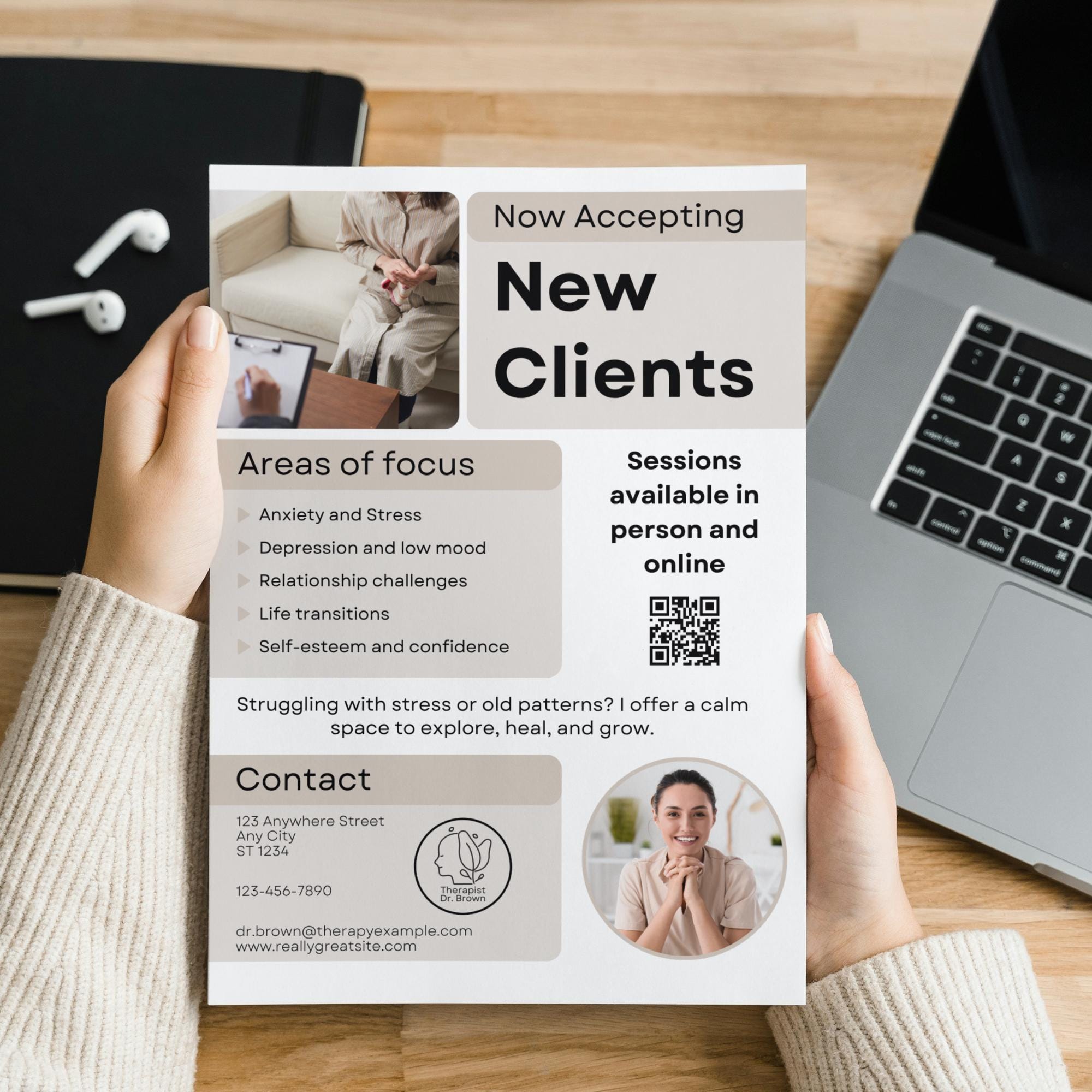 Now Accepting New Clients Flyer for Mental Health Therapists ...