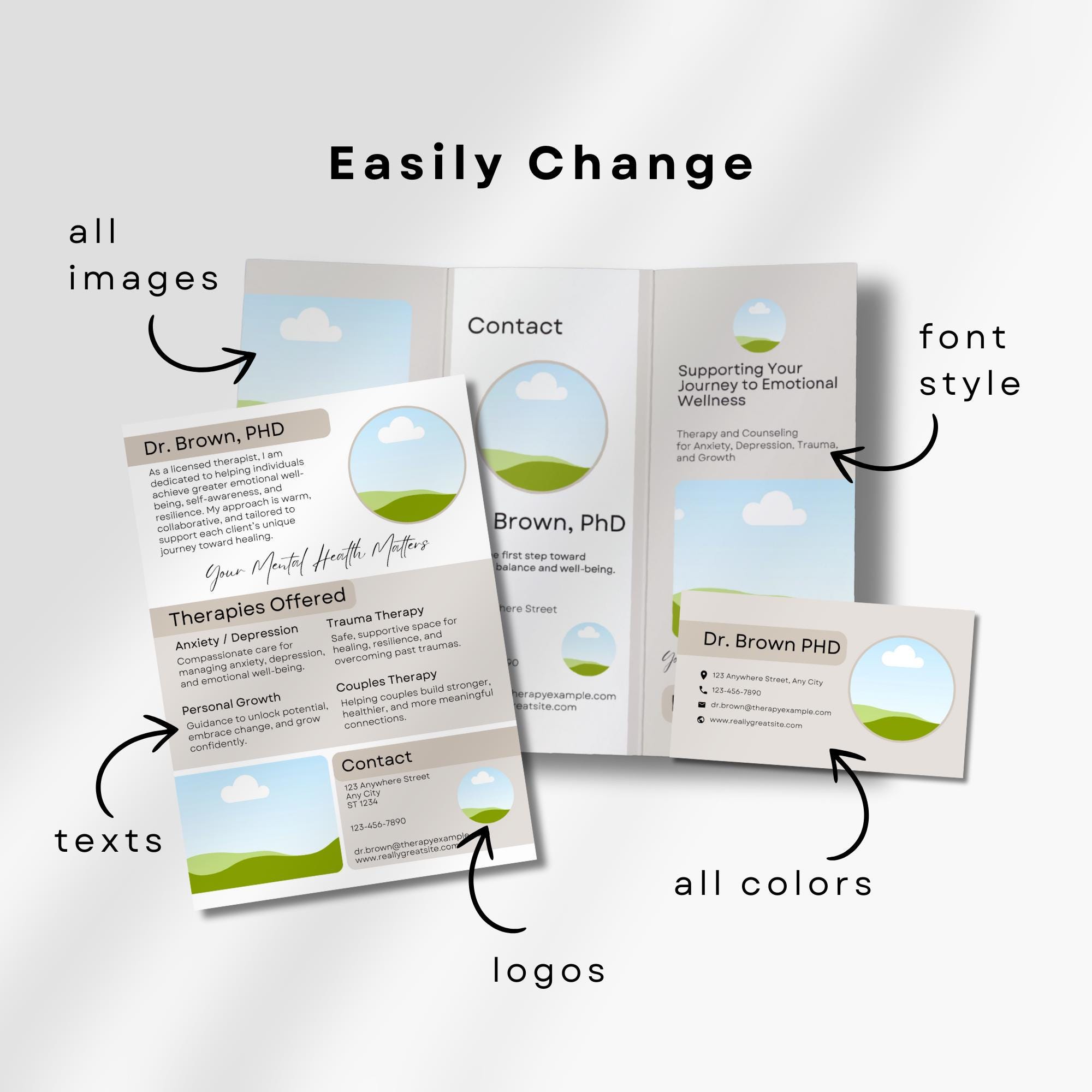 Therapist Flyer and Brochure Bundle, Mental Health Marketing Set ...