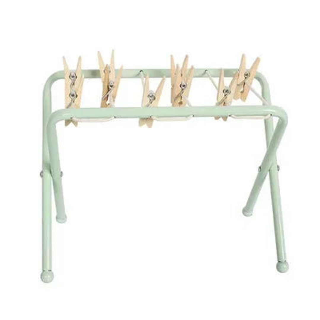 1:12 Scale Miniature Metal Drying Rack With Wood Clips for Dollhouse ...