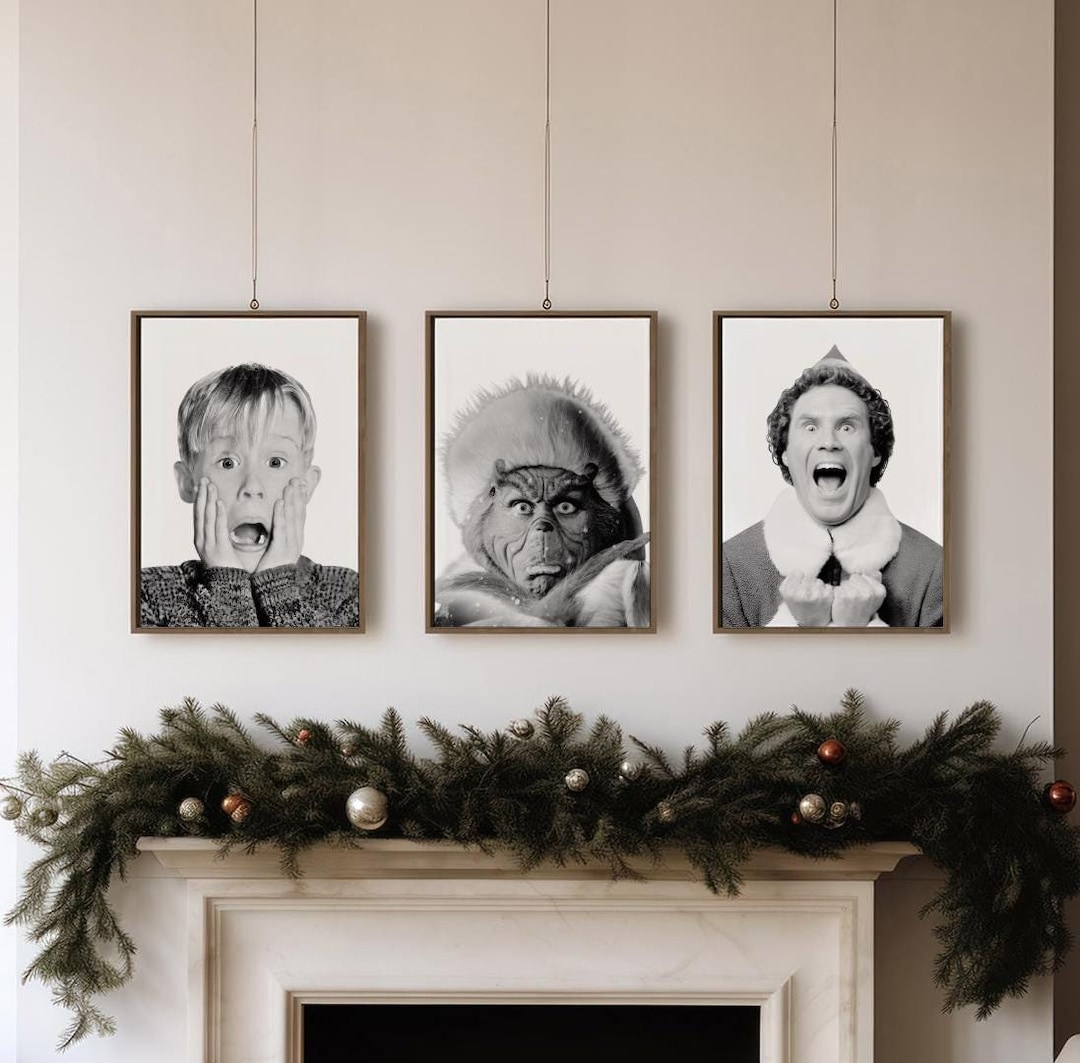 Christmas Movie Film Character Prints Home Alone, the Grinch, and Elf ...