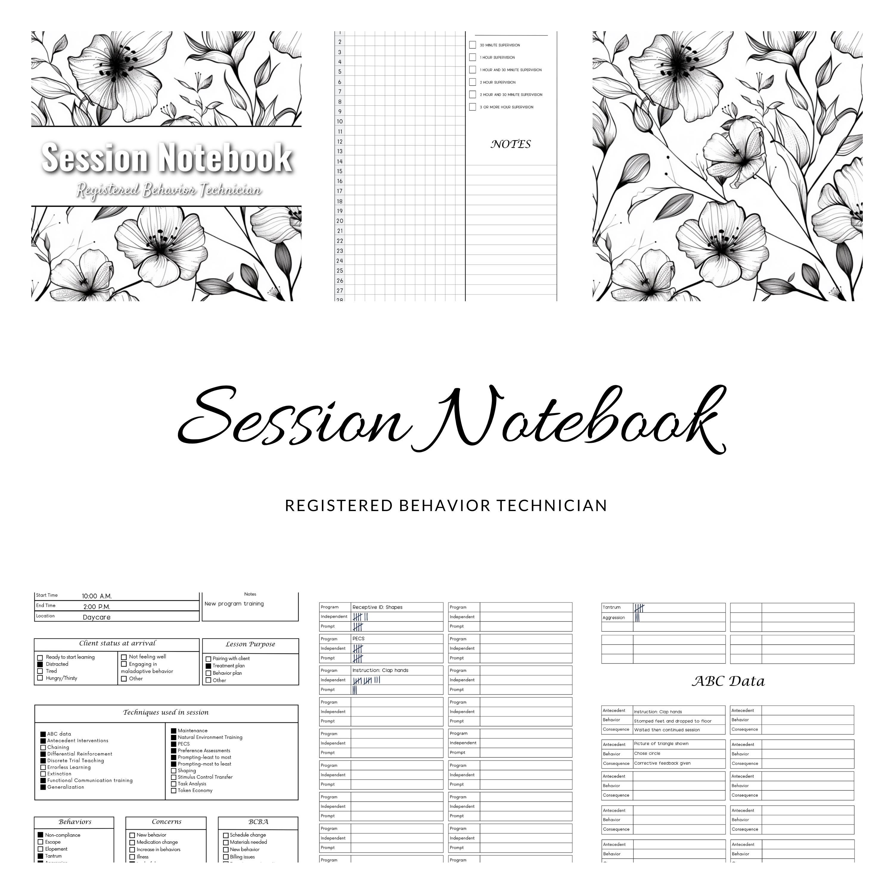RBT Session Notebook Registered Behavior Technician Supervision Tracker ...