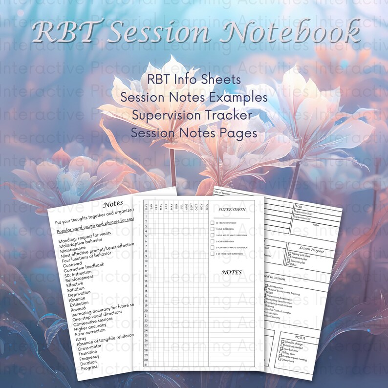 RBT Session Notebook Registered Behavior Technician Supervision Tracker ...