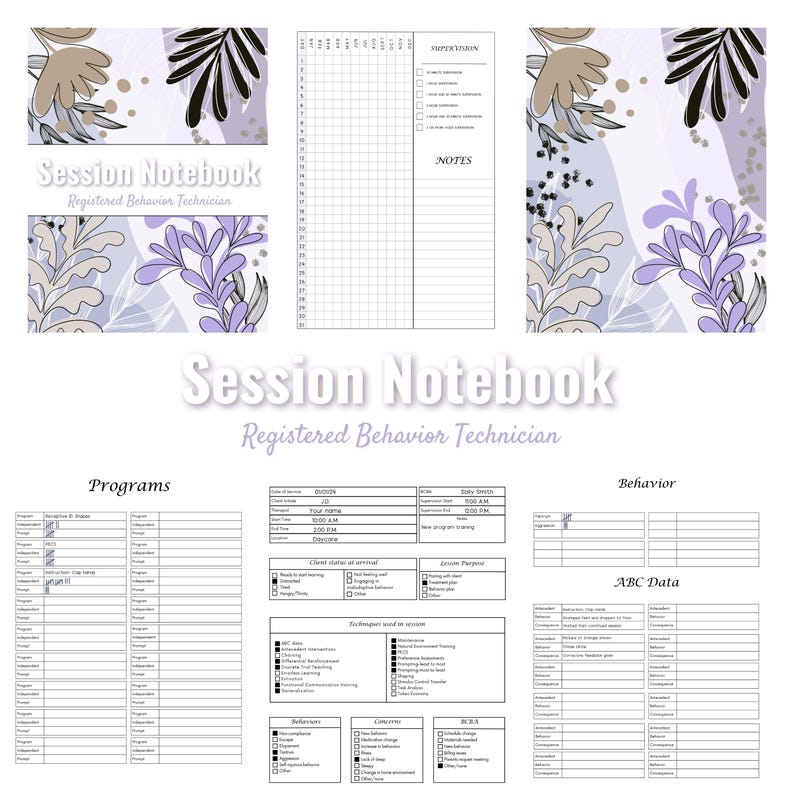 RBT Session Notebook| Registered Behavior Technician| Supervision ...
