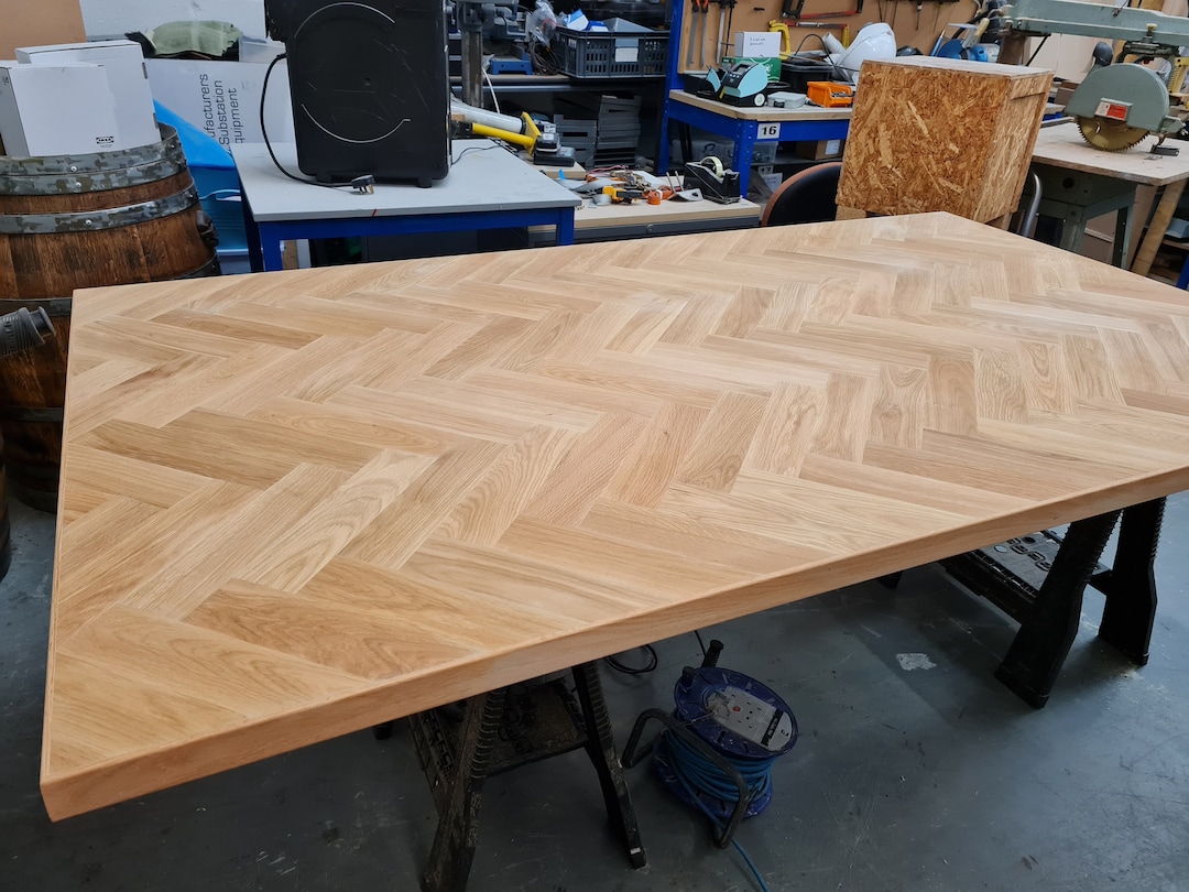 Handmade Solid Oak Herringbone Tables - Etsy UK