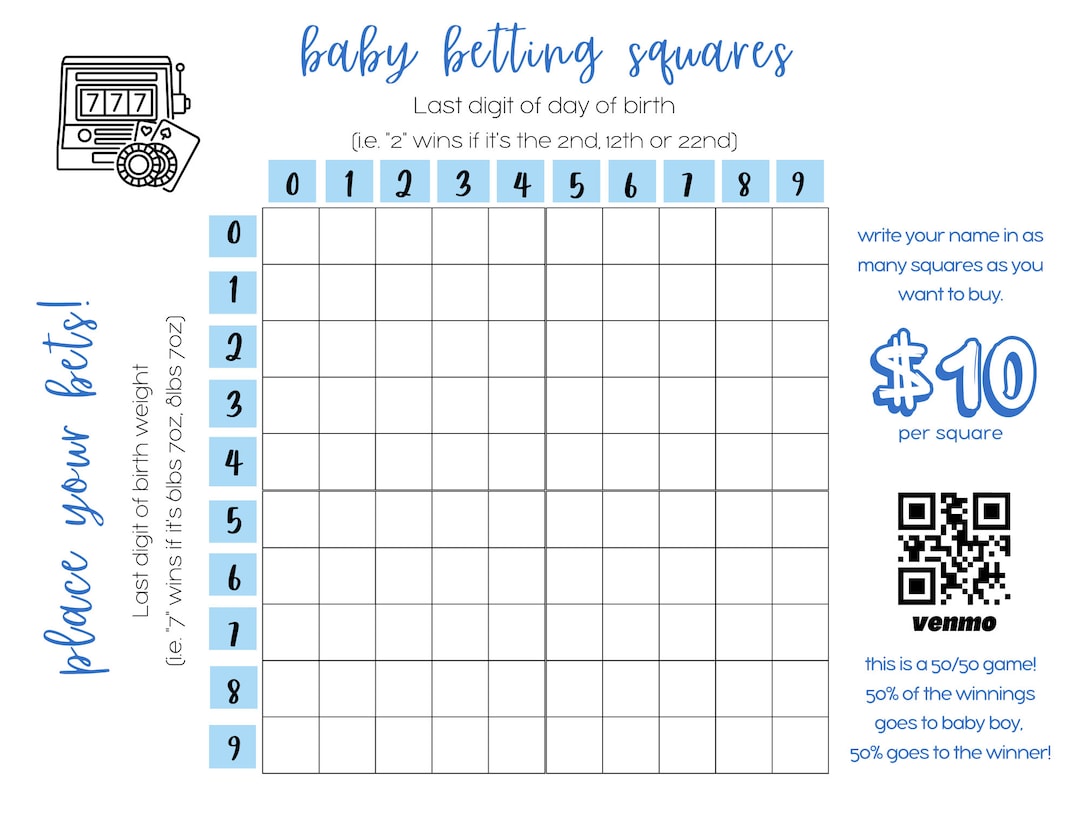 Baby Boy Betting Squares Game - Etsy