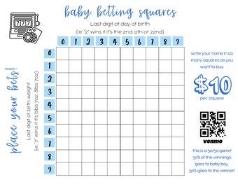 INSTANT DOWNLOAD Baby Betting Squares: Co-ed Baby Shower Game Printable ...