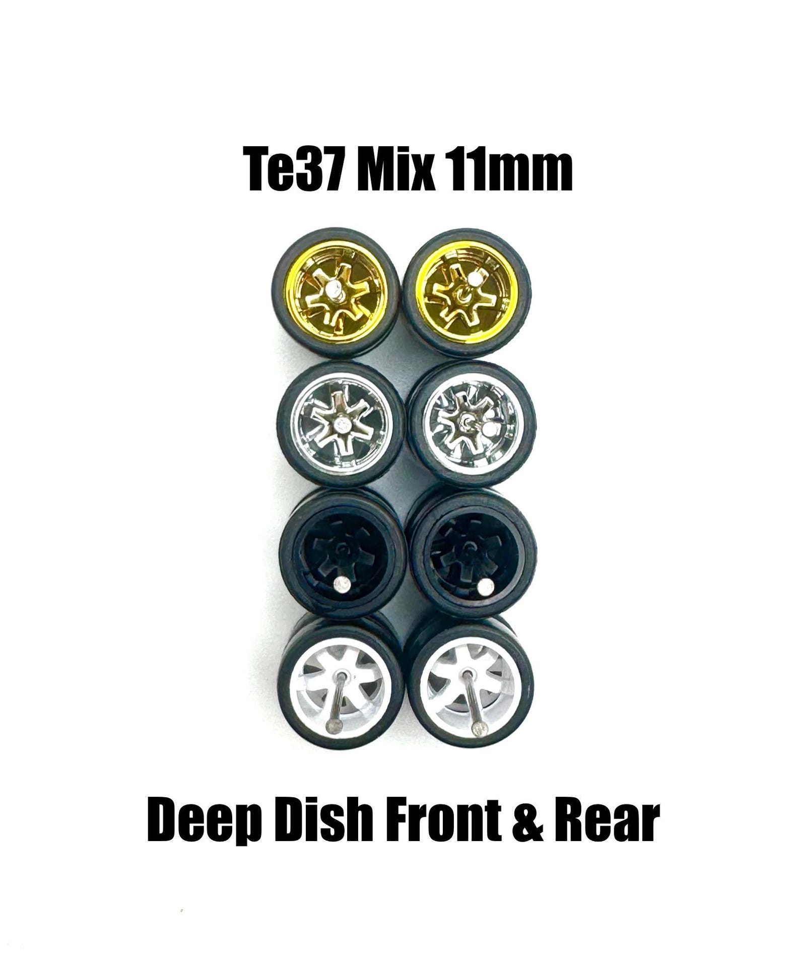 Te37 Mix FULL Deep Dish (5 Pack Set) 11 Mm - 1/64 Scale W/ Rubber Tires ...