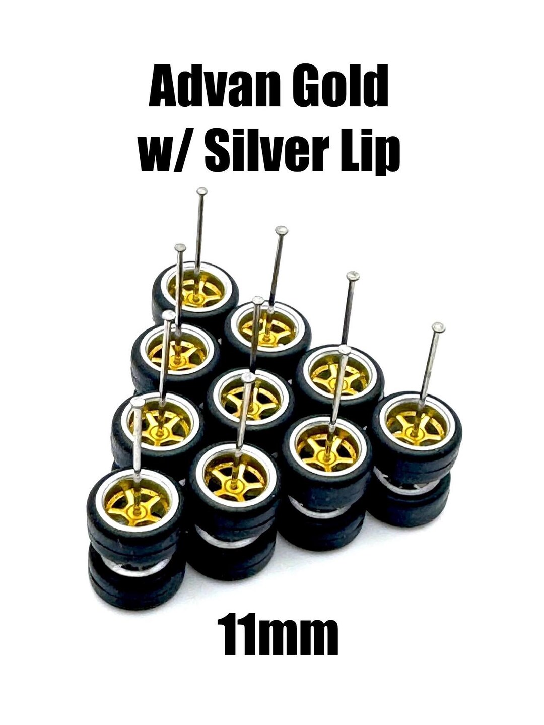 Advan Gold W/ Silver Lip (5 PACK SET) 11 Mm - 1/64 Scale W/ Rubber ...