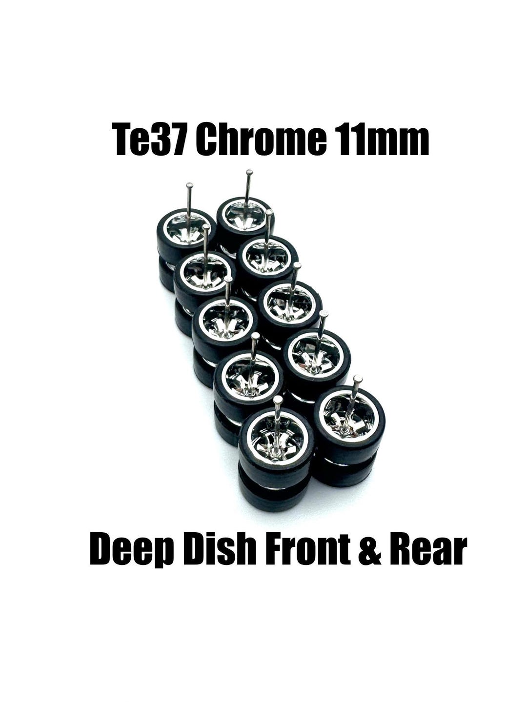 Te37 Chrome FULL Deep Dish (5 Pack Set) 11 Mm - 1/64 Scale W/ Rubber ...