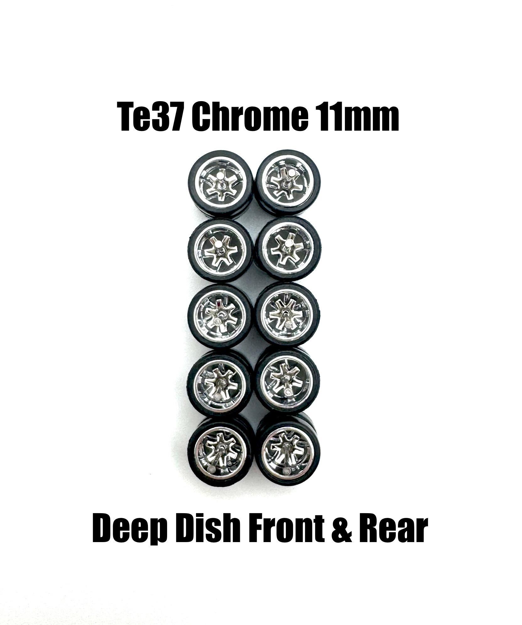 Te37 Chrome FULL Deep Dish (5 Pack Set) 11 Mm - 1/64 Scale W/ Rubber ...