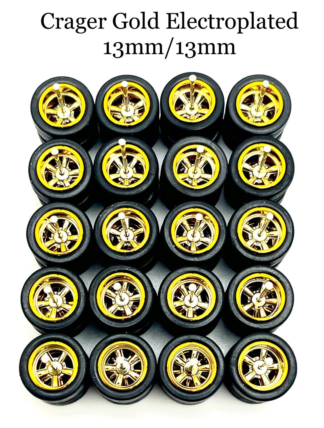 Cragar Gold Electroplated 13mm/13 Mm (10 Pack Set) - 1/64 Scale W ...
