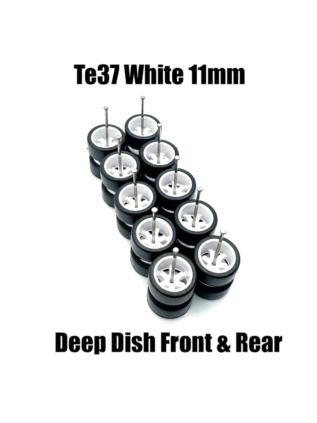 Te37 White FULL Deep Dish (5 Pack Set) 11 Mm - 1/64 Scale W/ Rubber ...