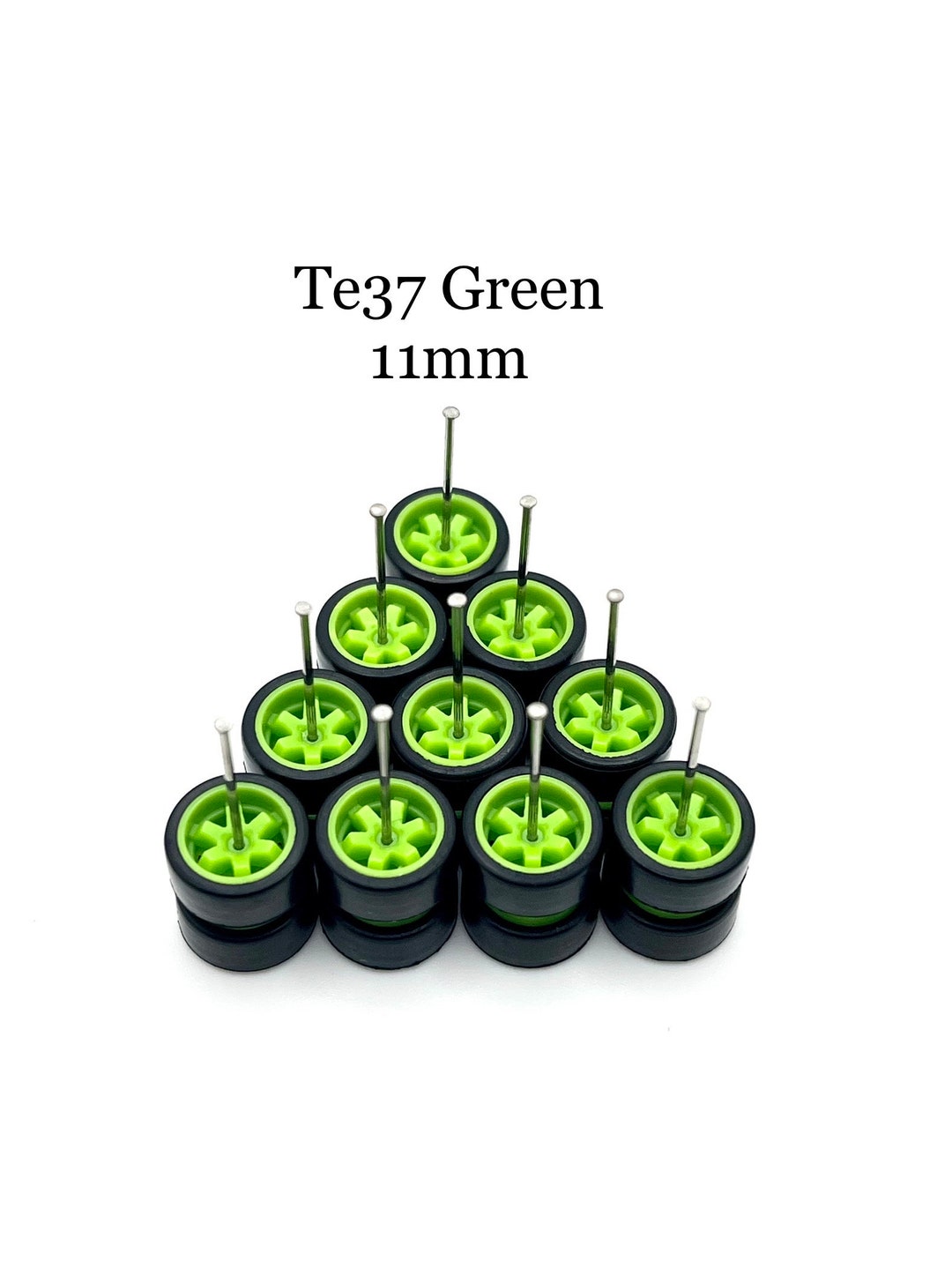 Te37 Green (5 PACK SET) 11 Mm - 1/64 Scale W/ Rubber Tires - Etsy