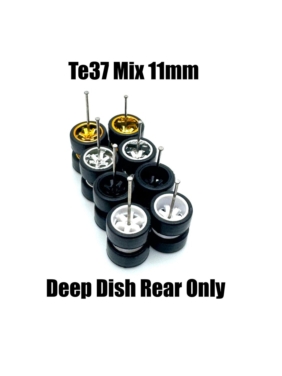 Te37 Mix Deep Dish REAR ONLY (5 Pack Set) 11 Mm - 1/64 Scale W/ Rubber ...