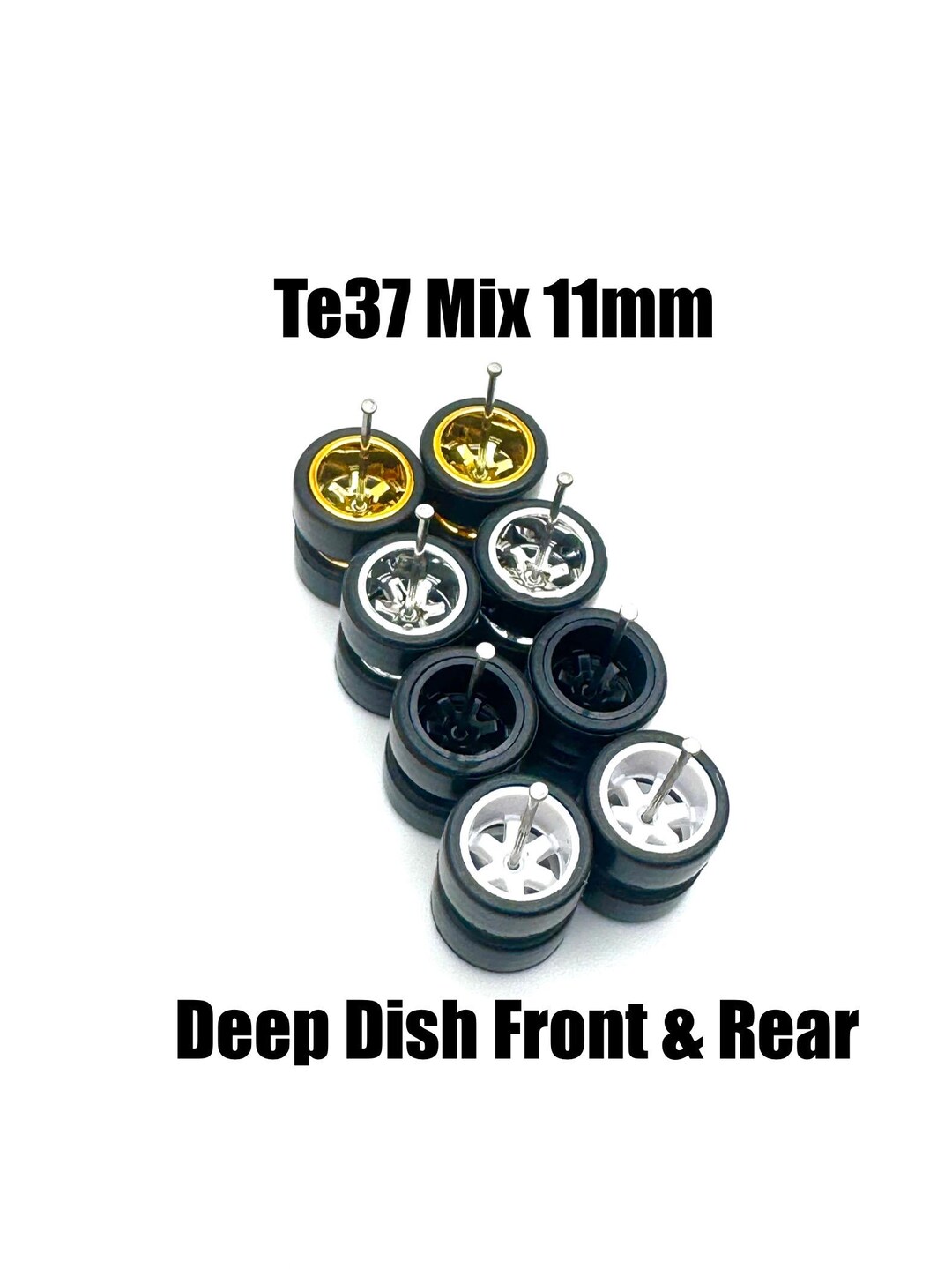 Te37 Mix FULL Deep Dish (5 Pack Set) 11 Mm - 1/64 Scale W/ Rubber Tires ...