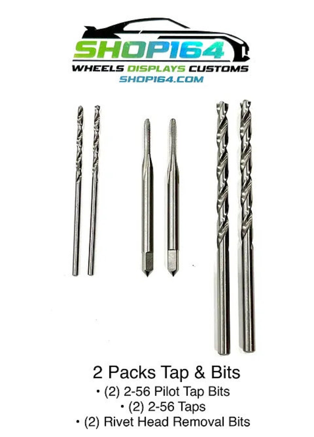 6 Pack (2) #2-56 Pilot Hole Drill Bits, (2) Taps, & (2) 9/64 Rivet Head ...