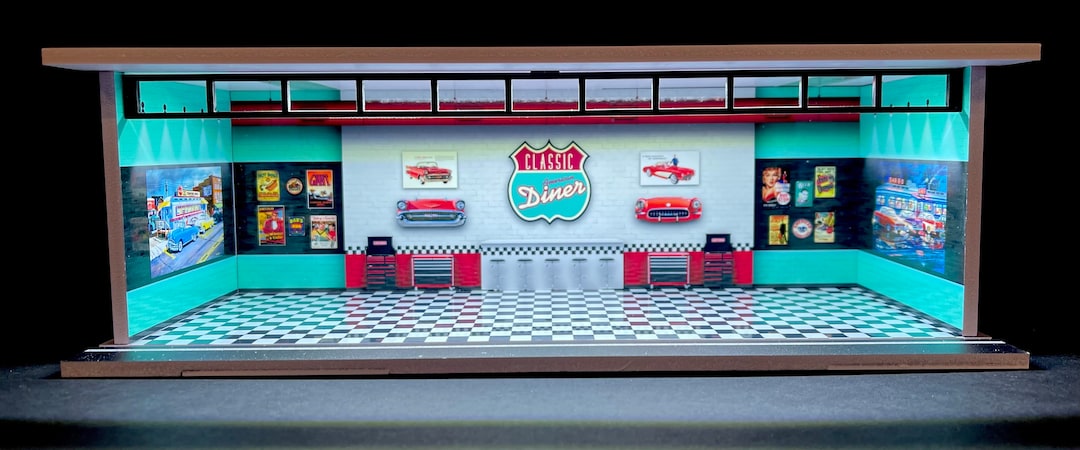 50’s Diner Theme LED Display Diorama - Etsy