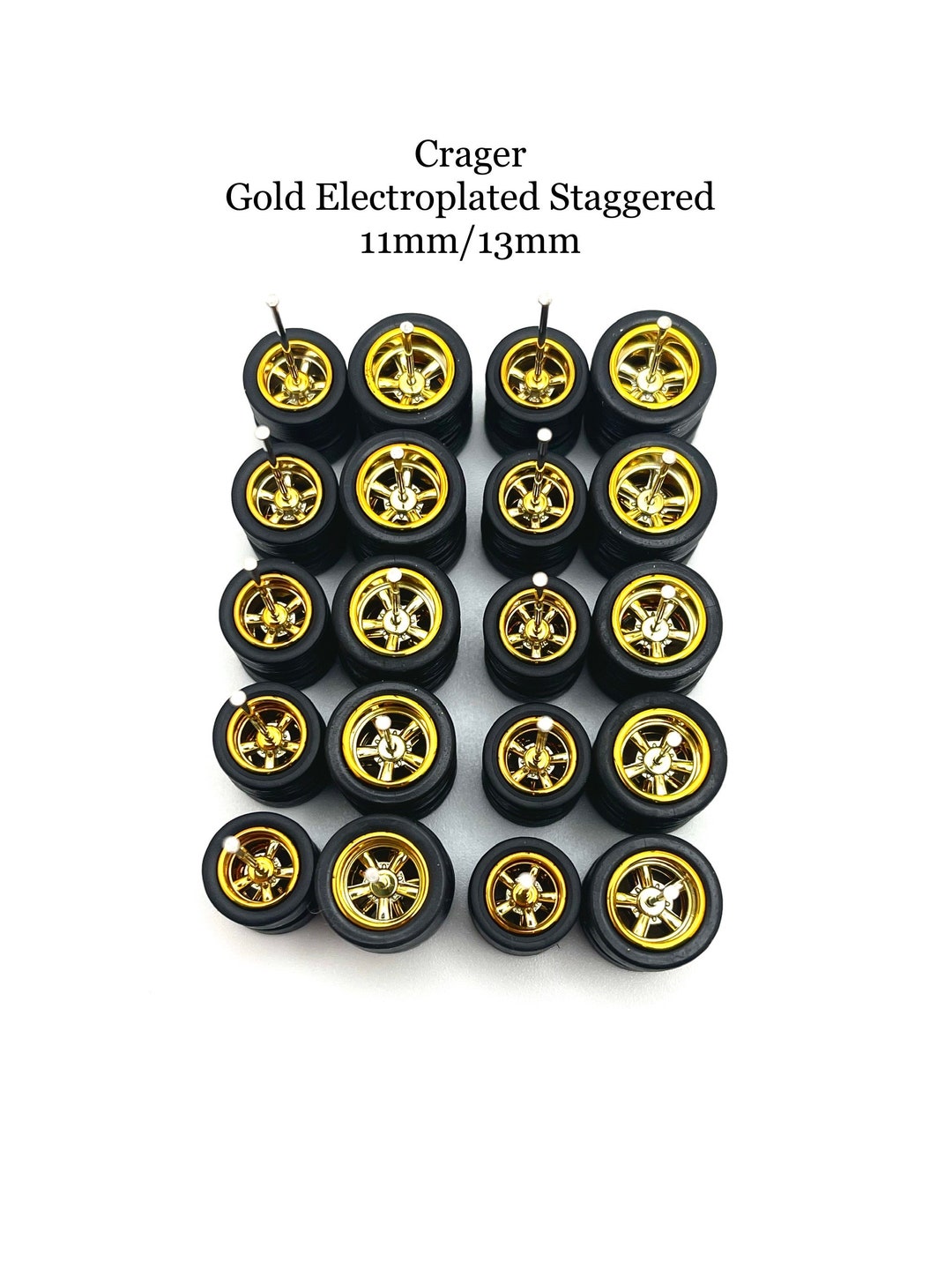 Cragar Gold Electroplated STAGGERED 11mm/13 Mm (10 Pack Set) - 1/64 ...