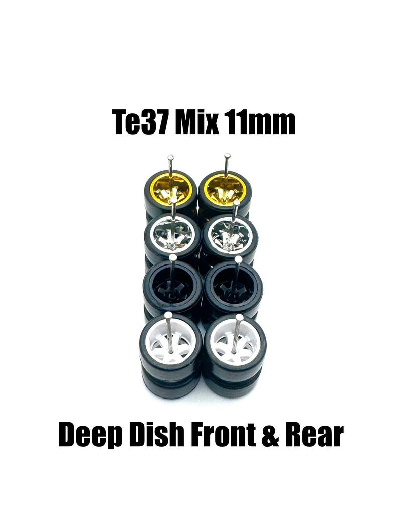 Te37 Mix FULL Deep Dish (5 Pack Set) 11 Mm - 1/64 Scale W/ Rubber Tires ...