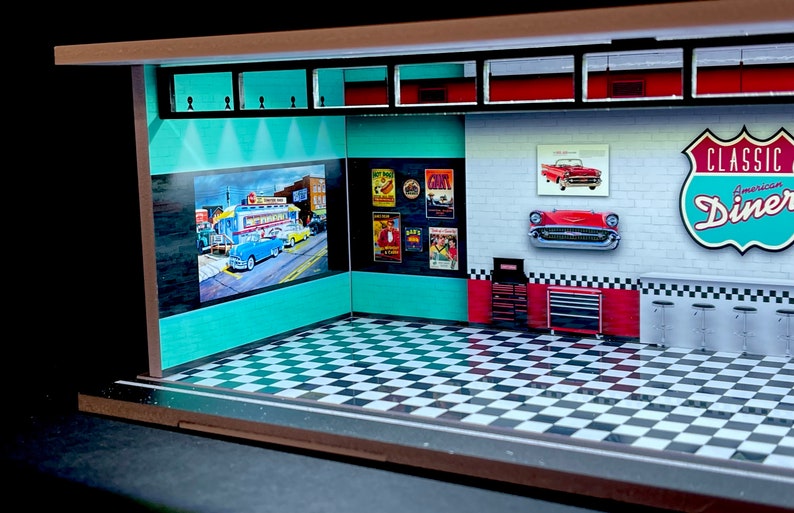 50’s Diner Theme LED Display Diorama - Etsy