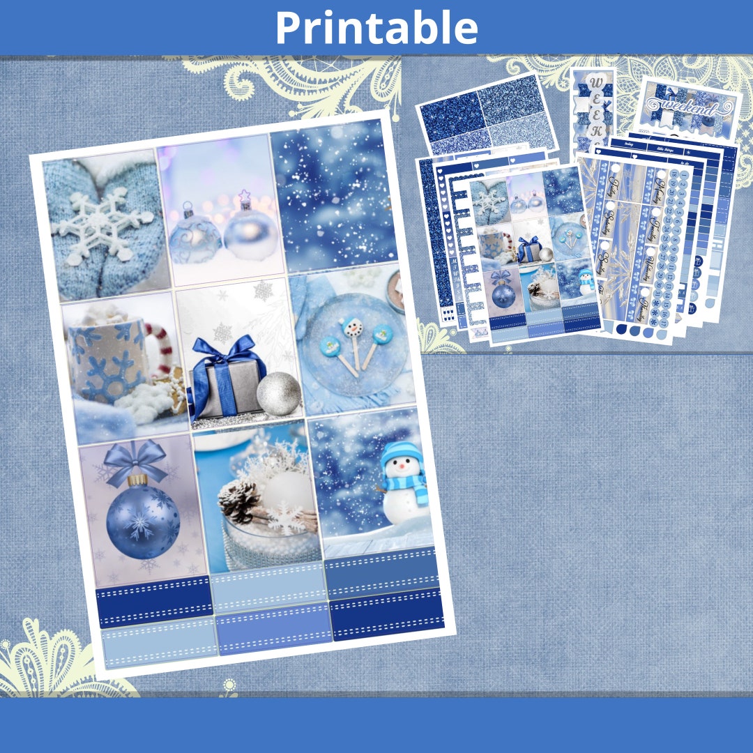 Blue Christmas Printable Kit - Etsy