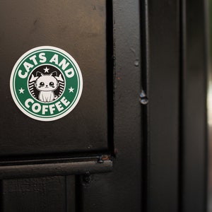 Cats and Coffee Vinyl Sticker, Cat Lover, Coffee Lover, Cat Mom Gift ...