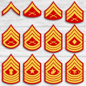 Marine Corps Enlisted Ranks Dress Vinyl Stickers, USMC Stickers ...