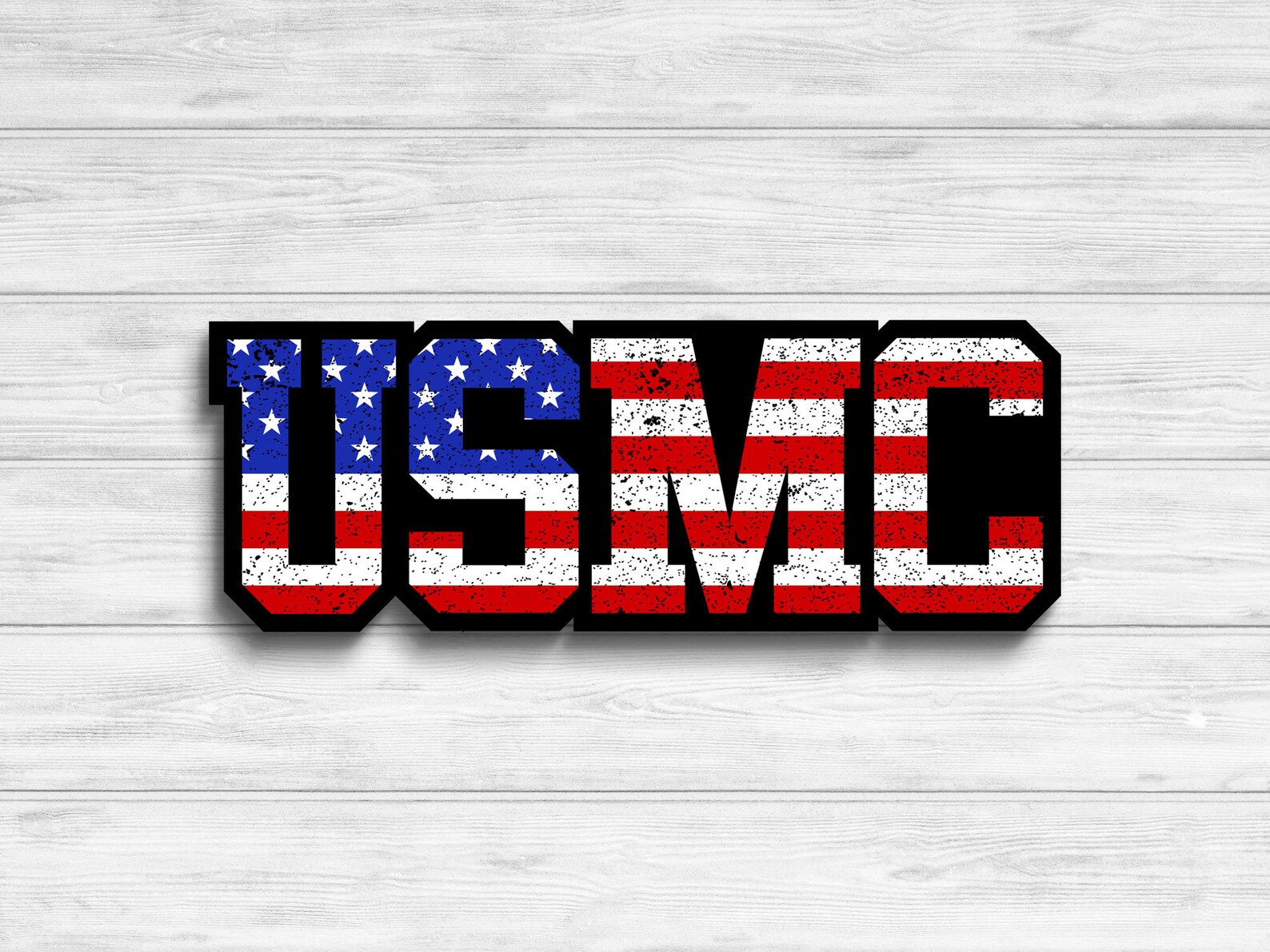 USMC Distressed American Flag Vinyl Sticker | Marine Corps Sticker ...