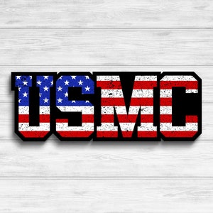 USMC Distressed American Flag Vinyl Sticker | Marine Corps Sticker ...