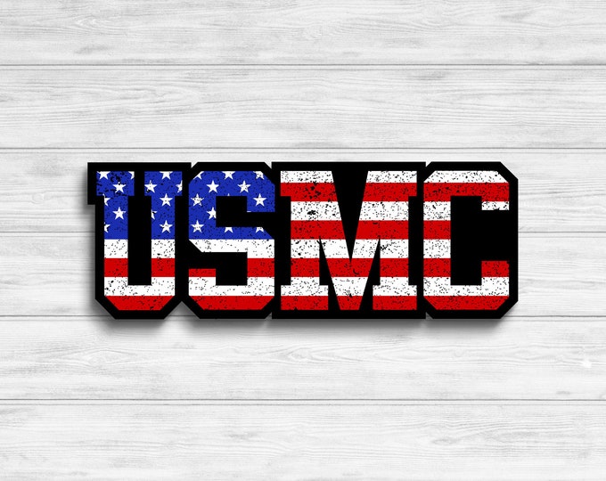 USMC Distressed American Flag Vinyl Sticker | Marine Corps Sticker ...