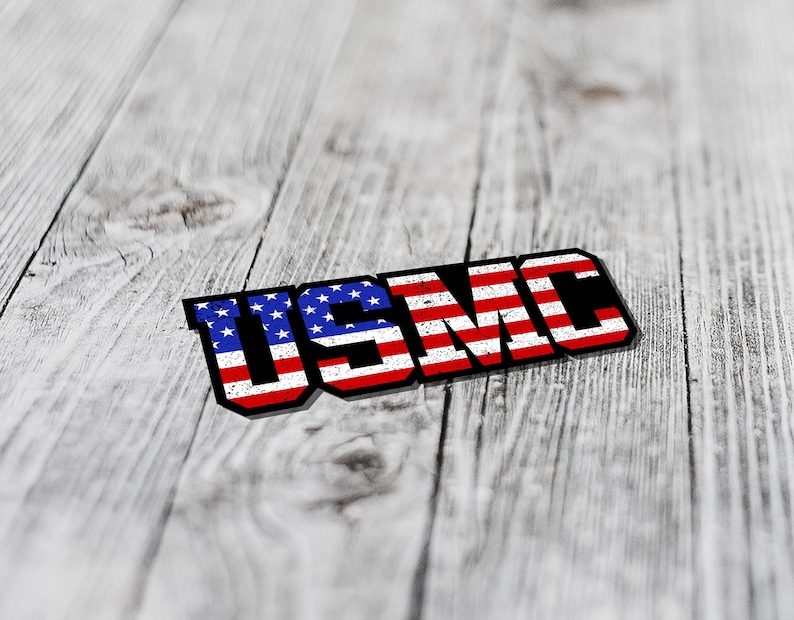 USMC Distressed American Flag Vinyl Sticker | Marine Corps Sticker ...